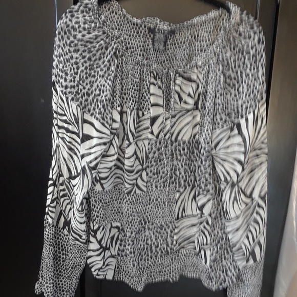 ECI | Tops | Eci Silk Animal Print Peasant Blouse L | Poshmark